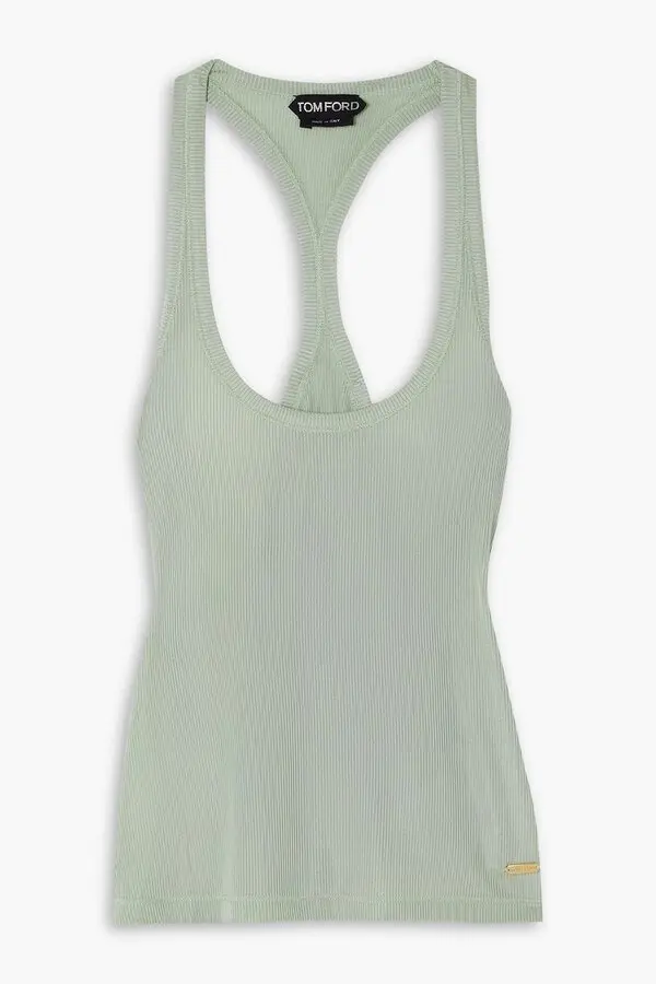TOM FORD Ribbedknit Tank - Light Green