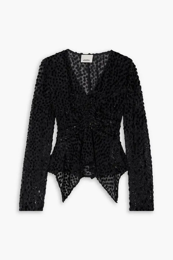 Isabel Marant Ulietta Metallic Devorévelvet Blouse - Black