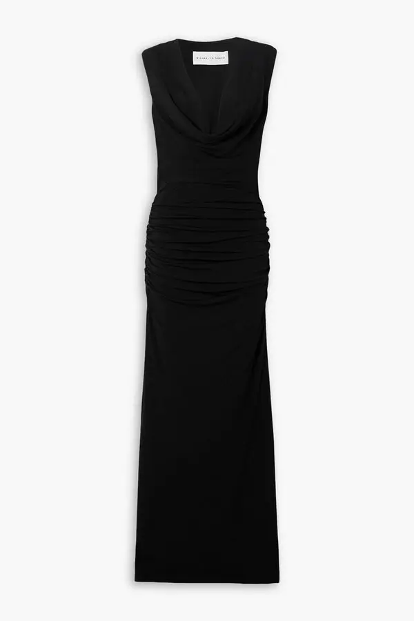 Michael Lo Sordo Draped Satin Maxi Dress