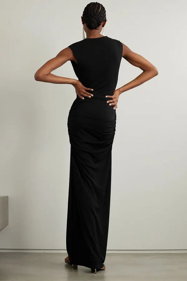Michael Lo Sordo Draped Satin Maxi Dress