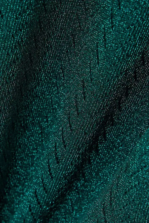 Victoria Beckham One-shoulder Metallic Stretch-knit Midi Dress - Emerald