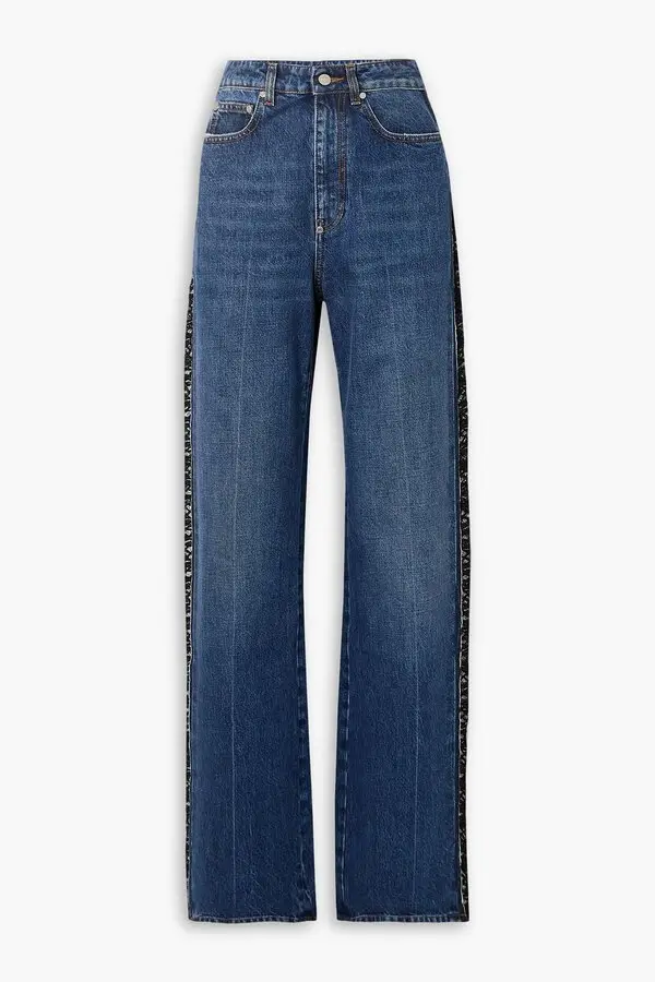 Stella McCartney Lace-trimmed Straight-leg Jeans