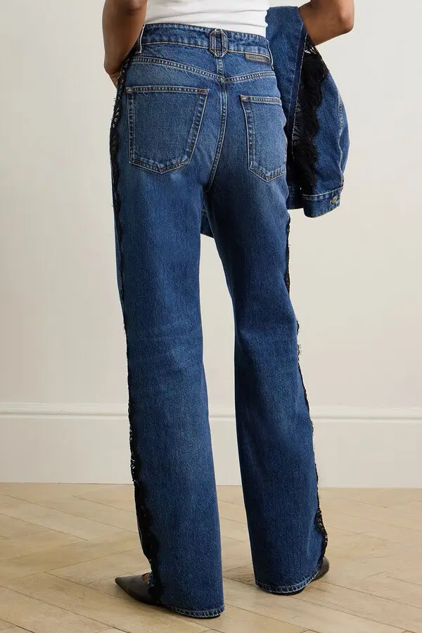 Stella McCartney Lace-trimmed Straight-leg Jeans