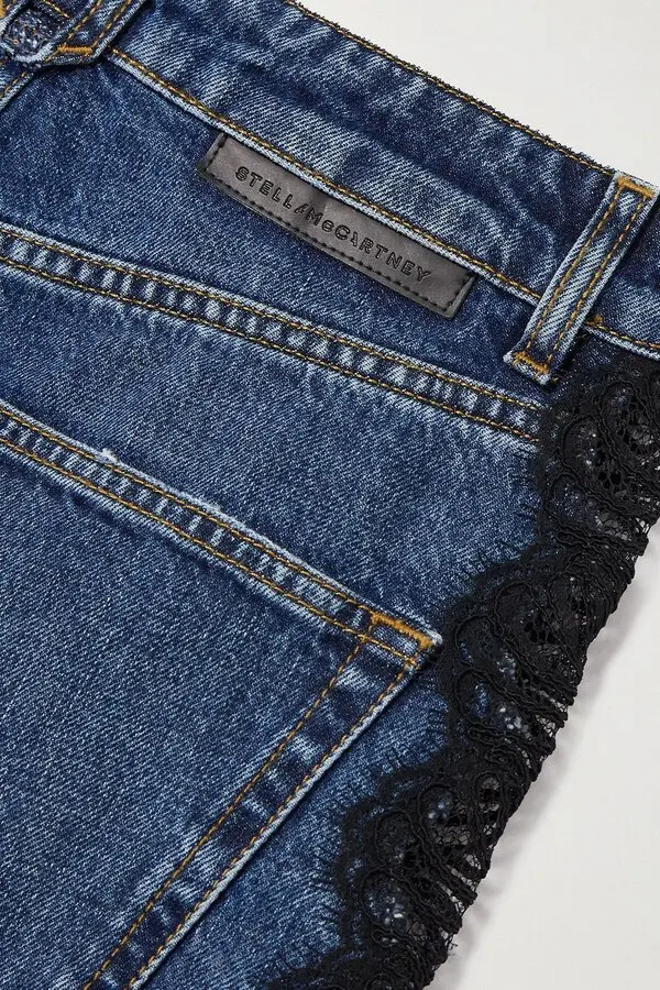 Stella McCartney Lace-trimmed Straight-leg Jeans