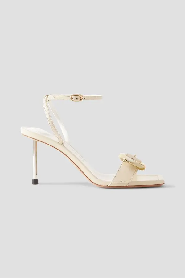 Jacquemus Regalo Embellished Leather Sandals - Cream