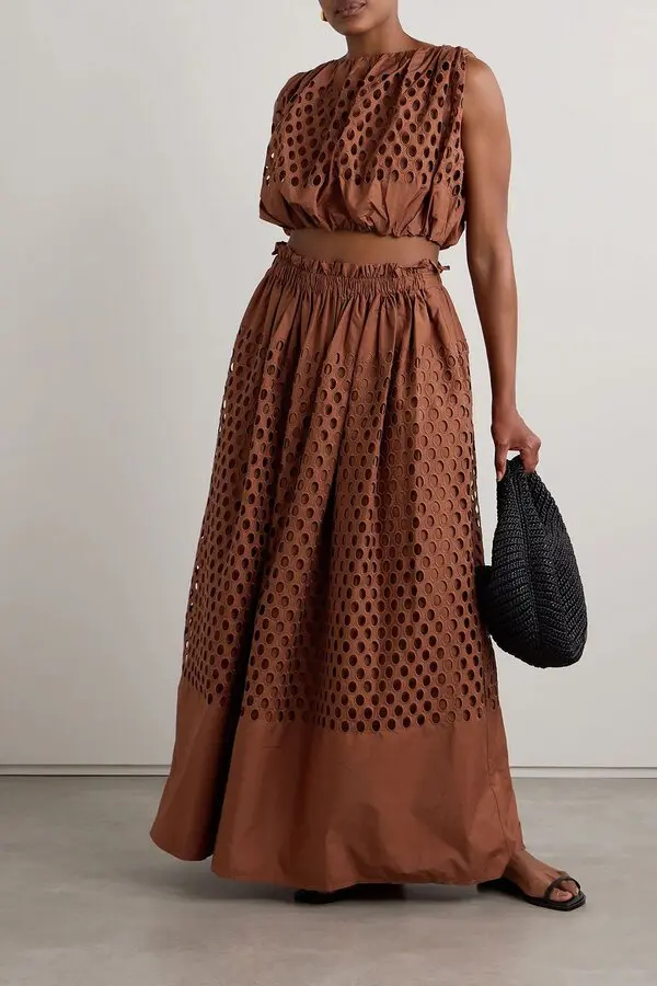 A.L.C. Flora Broderie Anglaise Cotton Maxi Skirt