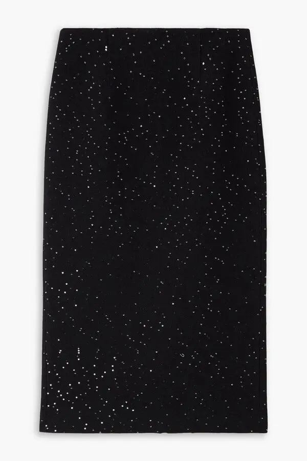 SHUSHU/TONG Sequined Woolblend Tweed Midi Skirt - Black