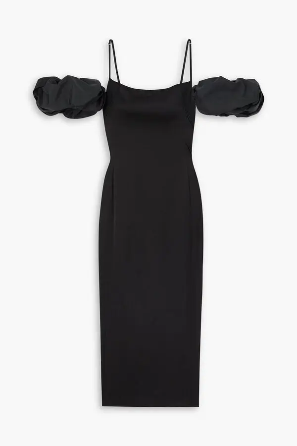 Jacquemus Chouchou Convertible Duchessesatin Midi Dress - Black