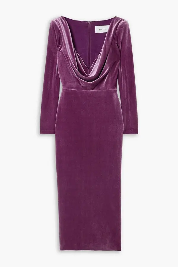 Alex Perry Draped Stretchvelvet Midi Dress - Violet