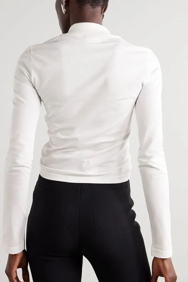 COURREGES Twistfront Cottonpiqué Polo Top