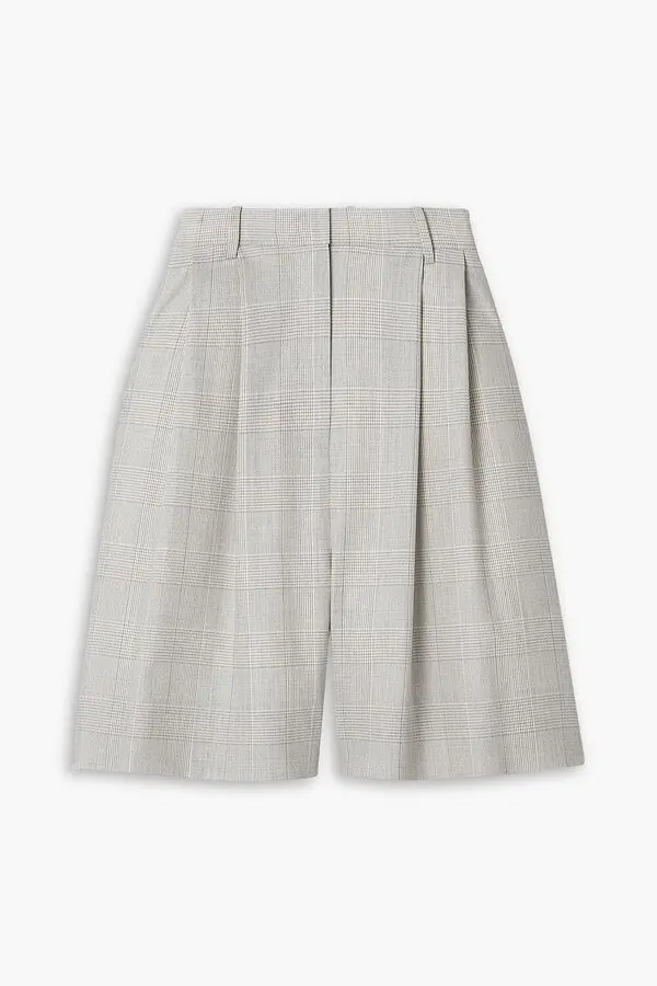 SALON 1884 Lenka Pleated Checked Wool Shorts