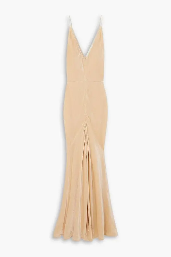 Gabriela Hearst Doran Voiletrimmed Silkvelvet Gown - Pastel Orange