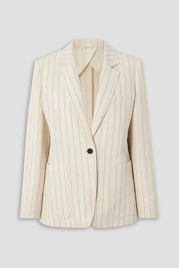 Max Mara Micron Pinstriped Linen And Cottonblend Blazer - Off-white