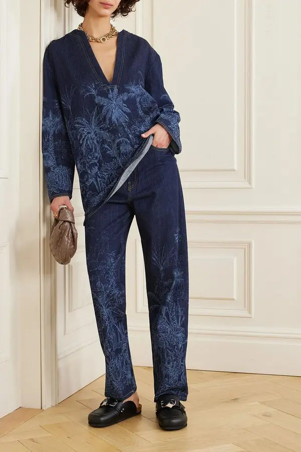 Alanui Jungle Toile De Jouy Printed Straight-leg Jeans - Dark Denim