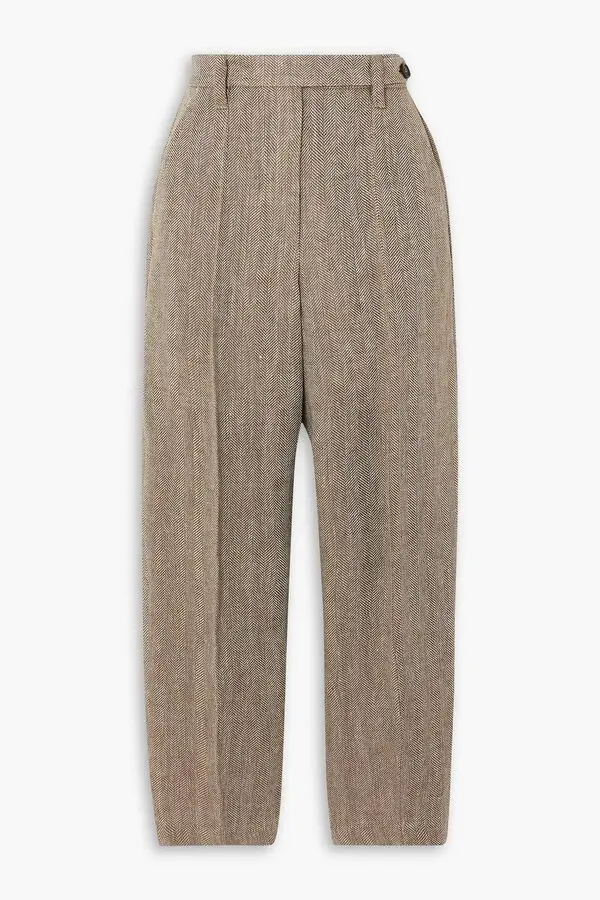 Brunello Cucinelli Herringbone Linen Tapered Pants
