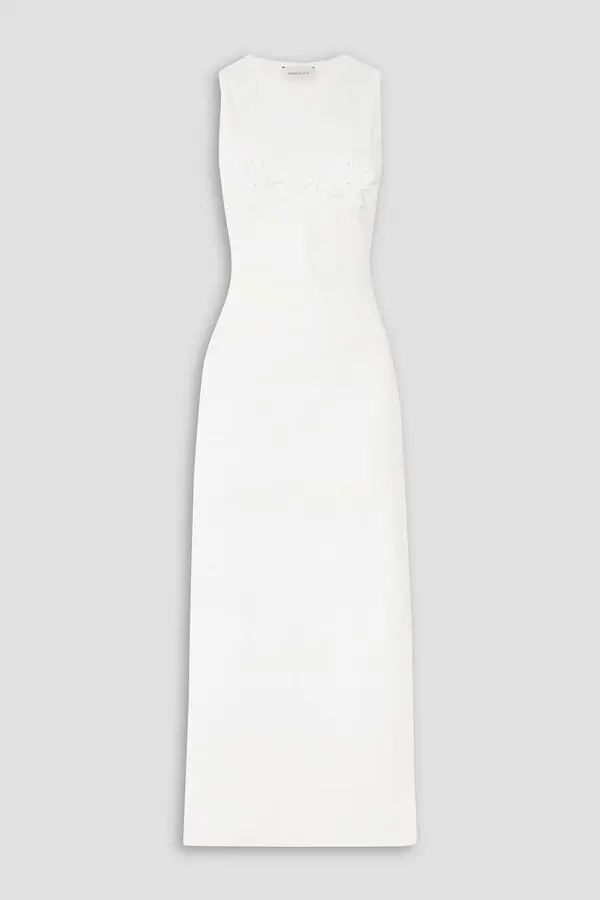 Magda Butrym Crochettrimmed Ribbed Cottonblend Jersey Midi Dress - White