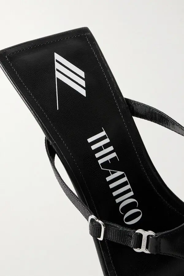 Attico Embellished Leather Mules - Black