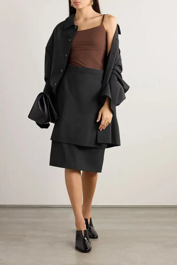 Marie Adam-Leenaerdt Cape-effect Wool-blend Midi Shirt Dress