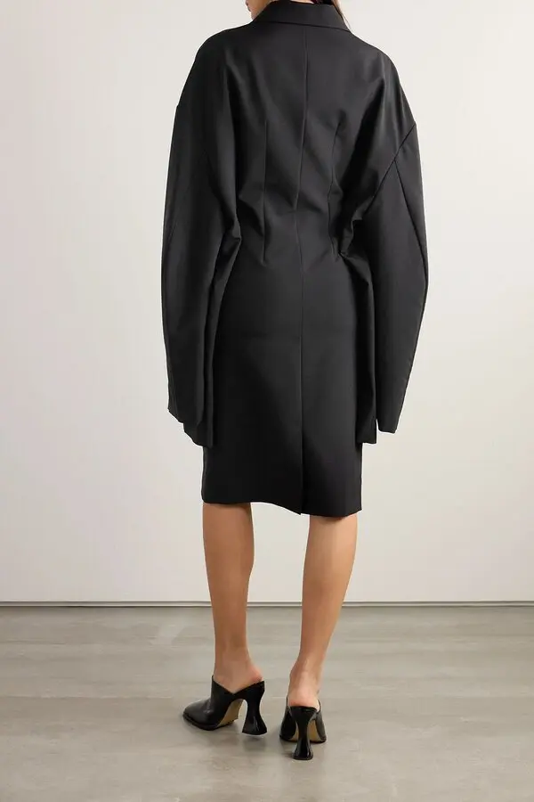 Marie Adam-Leenaerdt Cape-effect Wool-blend Midi Shirt Dress