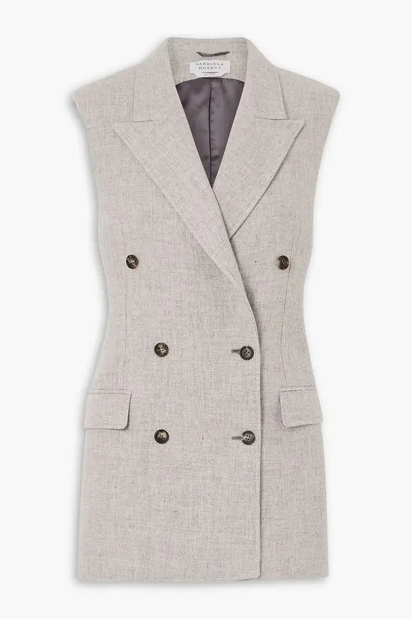 Gabriela Hearst Mayte Double-breasted Cashmere And Linen-blend Vest - Light Gray