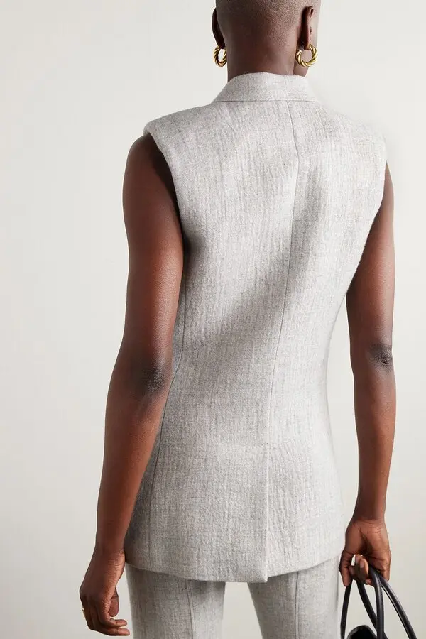 Gabriela Hearst Mayte Double-breasted Cashmere And Linen-blend Vest - Light Gray
