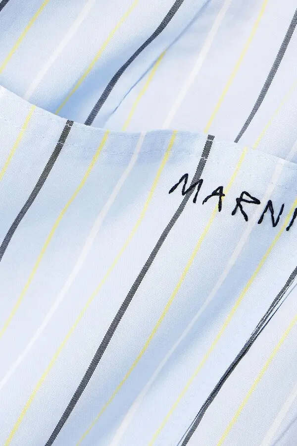 Marni Embroidered Striped Cotton Wide-leg Pants