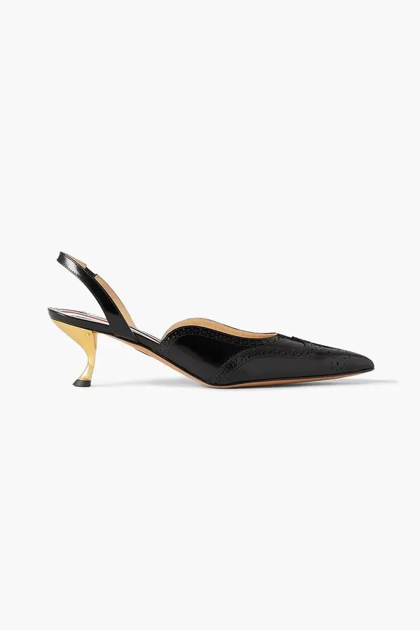 Thom Browne Patentleather Pointtoe Slingback Pumps - Black