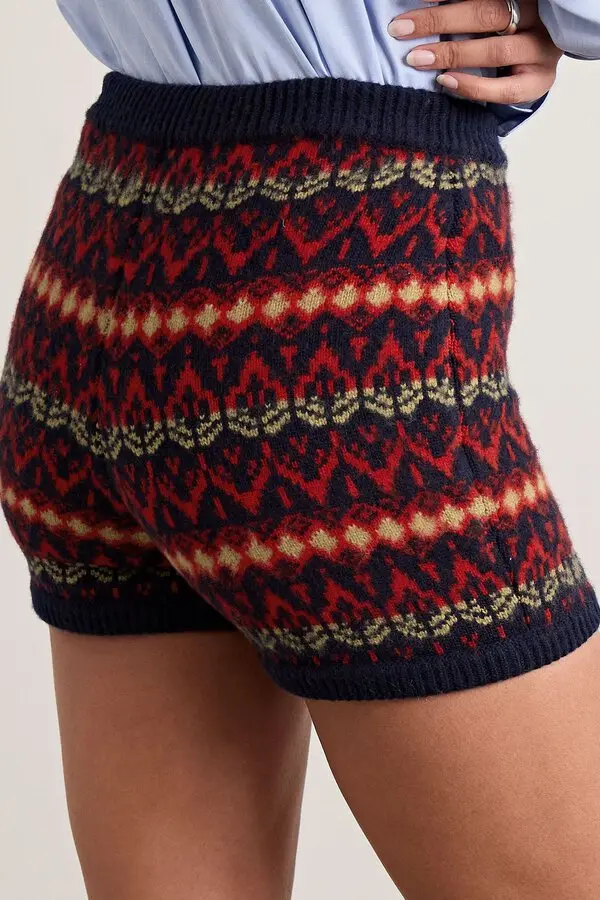 Bally Fair Isle Intarsia-knit Merino Wool Shorts - Navy