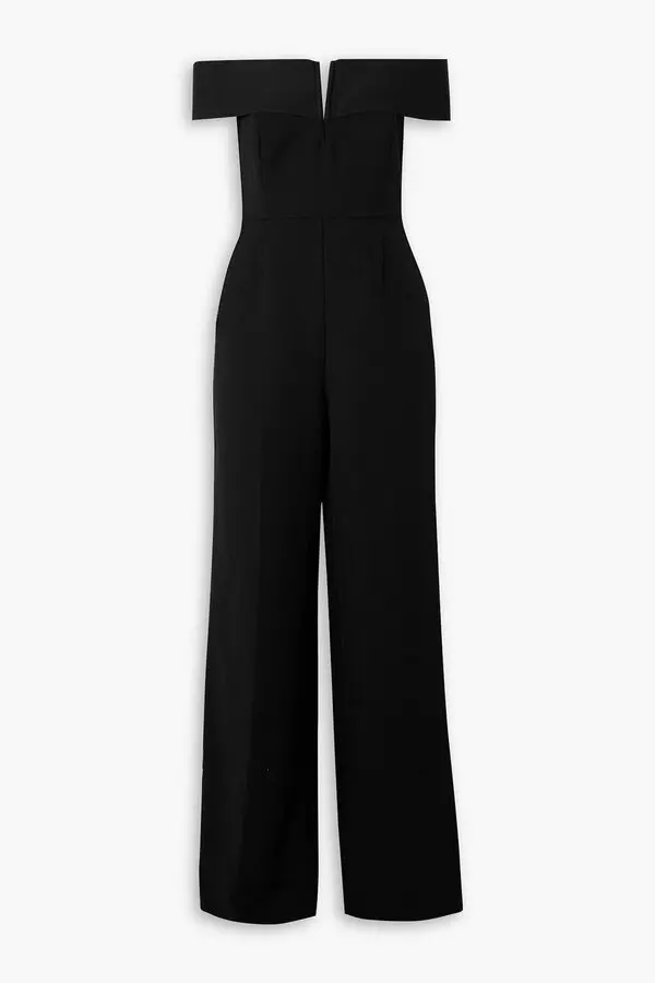 Roland Mouret Offtheshoulder Crepe Jumpsuit - Black
