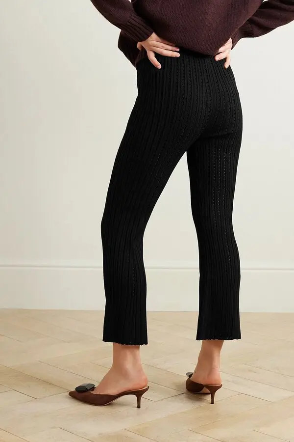 Adam Lippes Cropped Pointelleknit Flared Pants