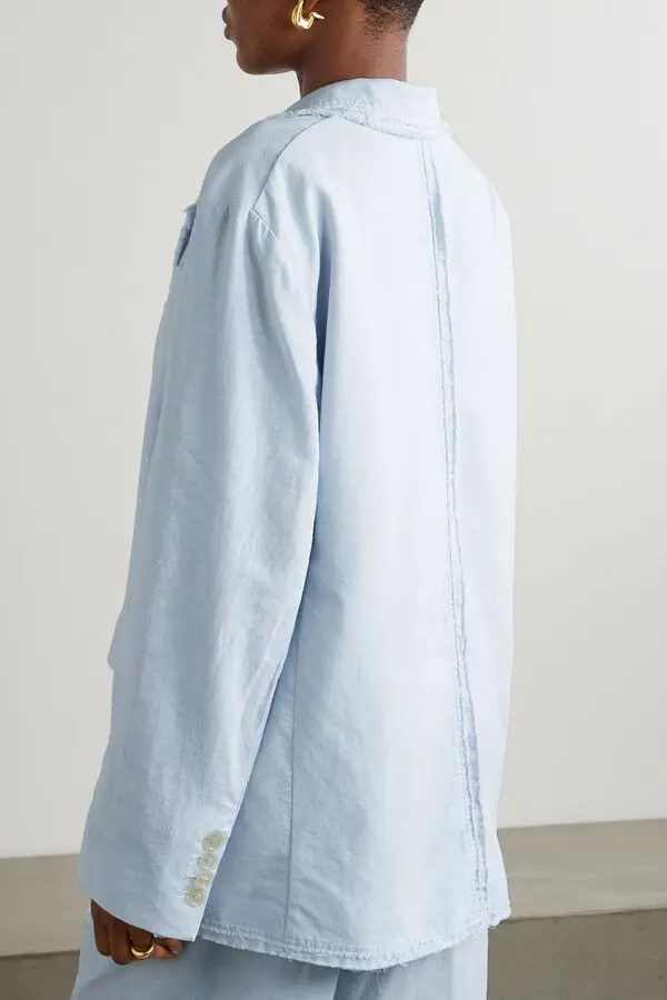Acne Studios Oversized Frayed Cotton And Linen-blend Blazer