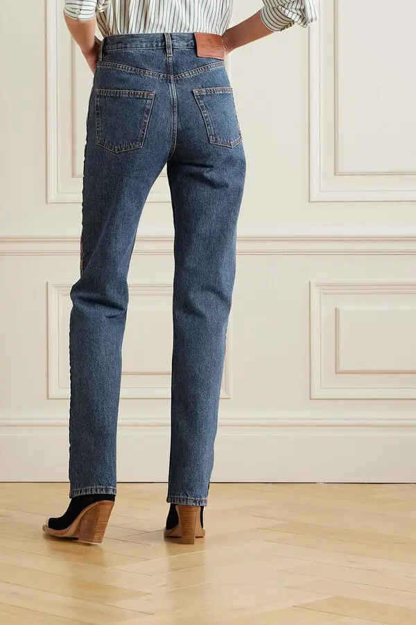 Etro Embroidered Highrise Slimleg Jeans