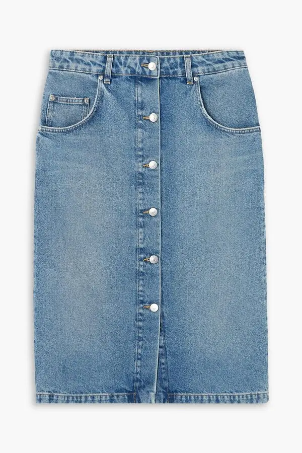 Stella McCartney Embellished Denim Midi Skirt - Mid Denim