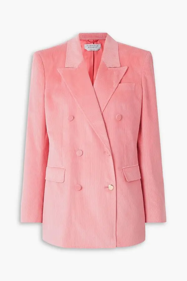 Gabriela Hearst Gavin Double-breasted Cotton-corduroy Blazer - Pink