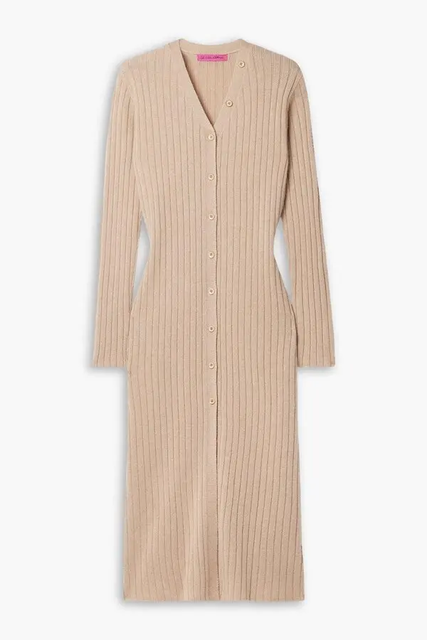 THE ELDER STATESMAN Ribbed Cashmere Midi Dress