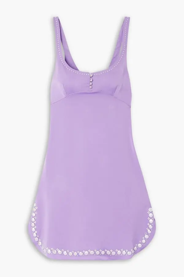Rabanne Embellished Satin Mini Dress - Lavender