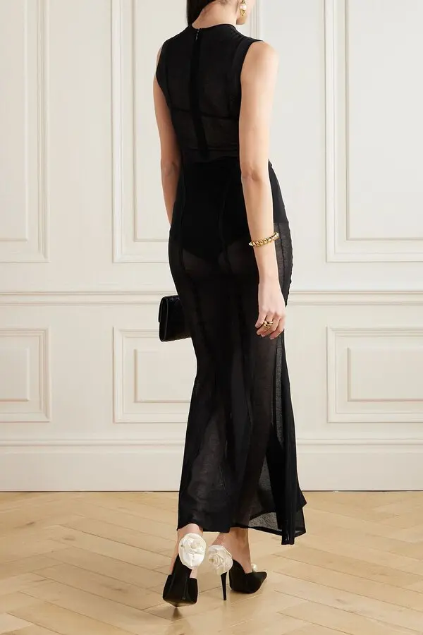Nina Ricci Paneled Cotton-blend Maxi Dress