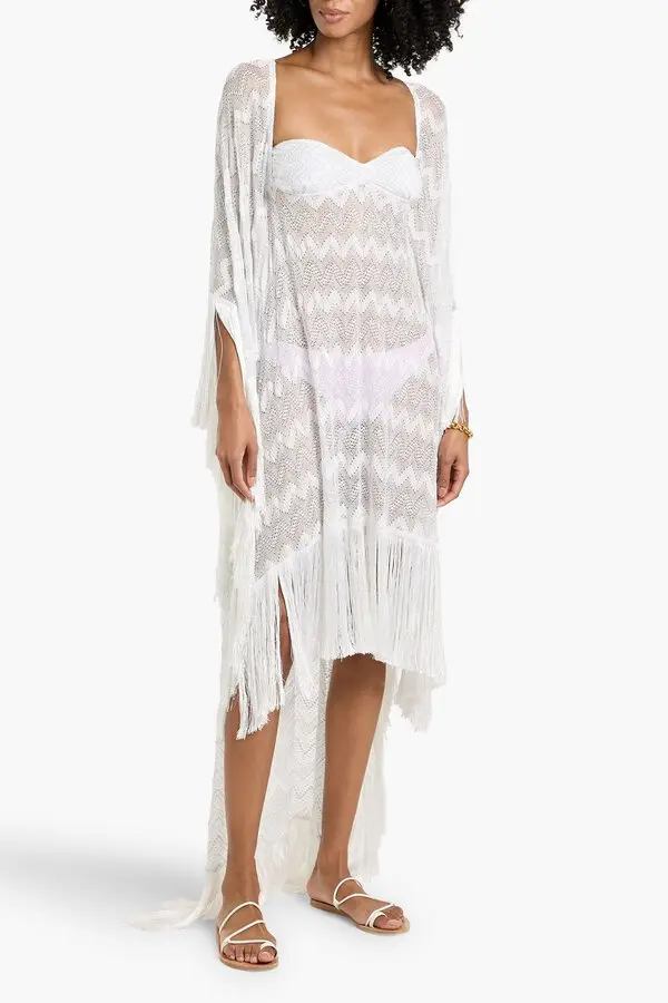Missoni Fringed Metallic Crochetknit Coverup