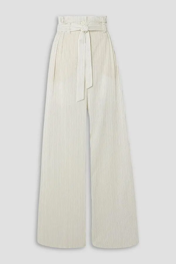 Max Mara Xero Pinstriped Cotton And Silkblend Wideleg Pants - Ivory