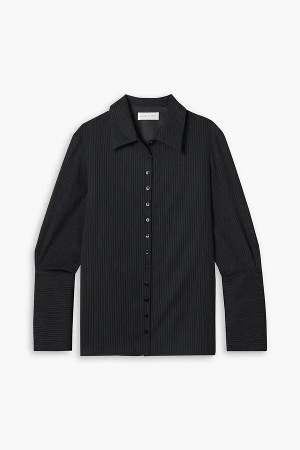 Veronica De Piante Livia Pinstriped Wool Shirt - Midnight Blue