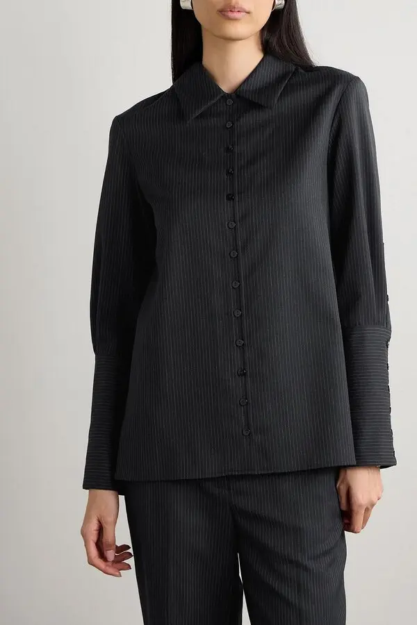 Veronica De Piante Livia Pinstriped Wool Shirt