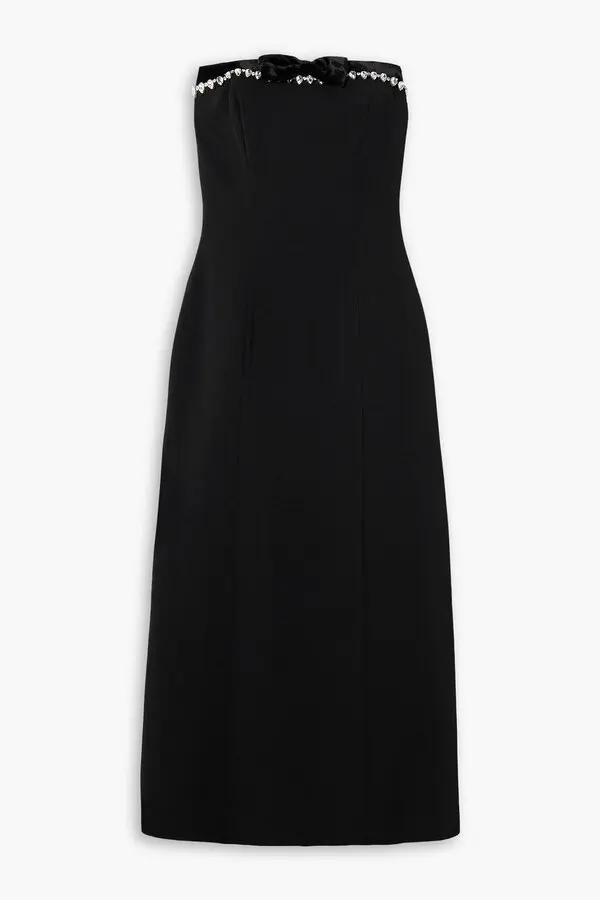 Jenny Packham Strapless Embellished Velvettrimmed Cady Gown - Black