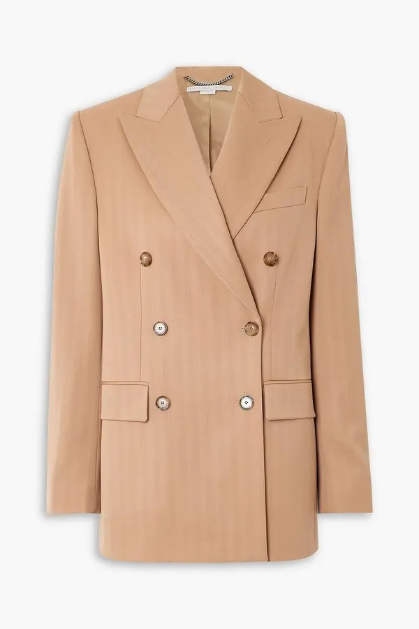 Stella McCartney Double-breasted Striped Wool-blend Blazer - Camel