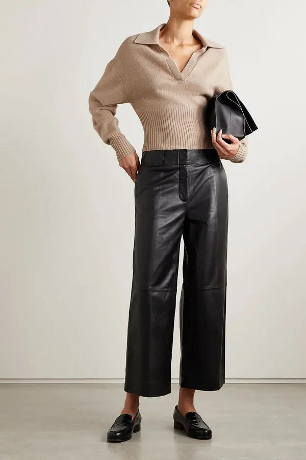 Proenza Schouler Jeanne Ribbed-knit Cashmere And Wool-blend Polo Sweater - Beige