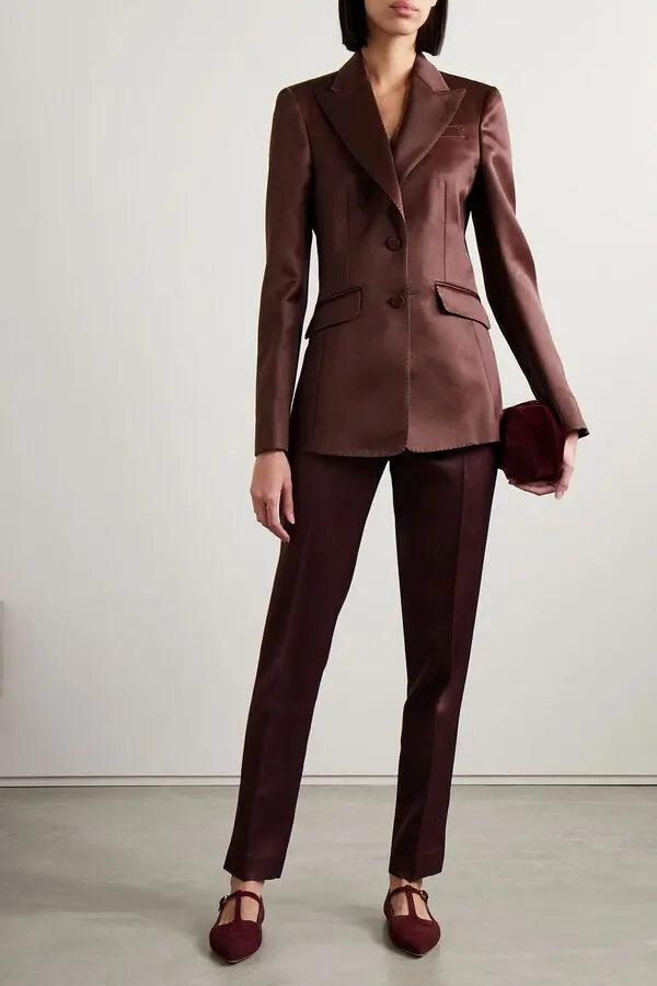 Gabriela Hearst Serge Wool And Silk-blend Blazer - Burgundy