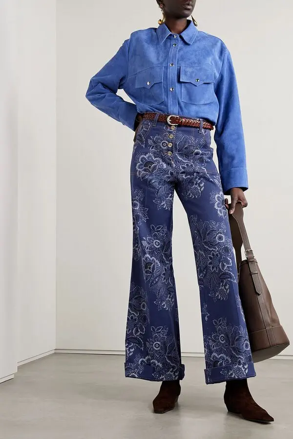 Etro Printed Highrise Flared Jeans