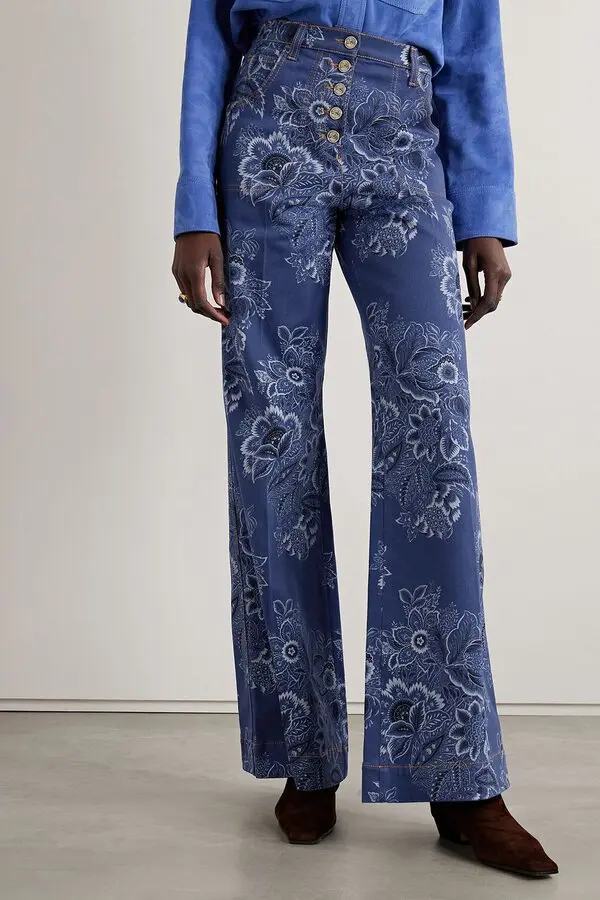 Etro Printed Highrise Flared Jeans