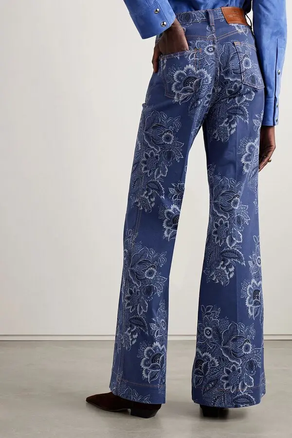 Etro Printed Highrise Flared Jeans