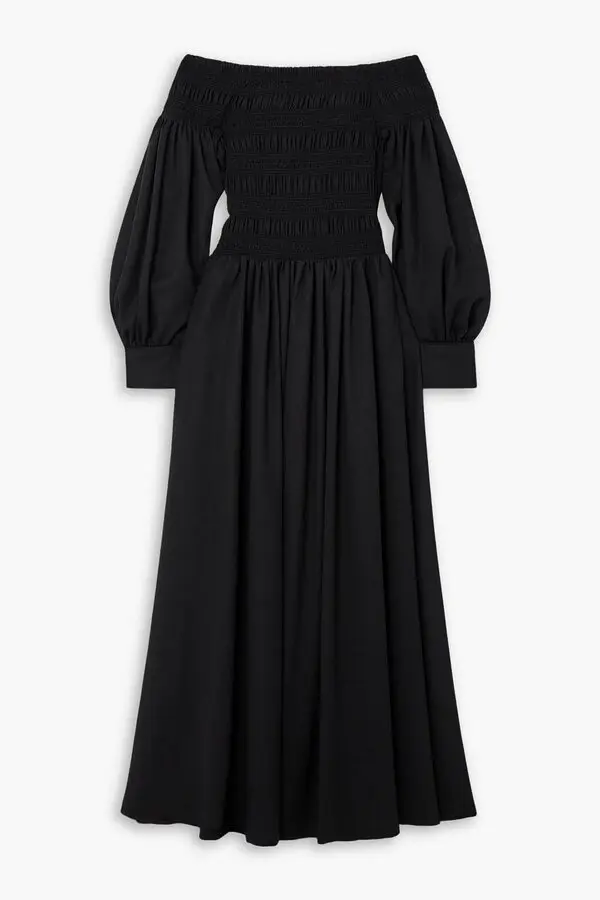 Max Mara Manu Offtheshoulder Woolgauze Maxi Dress - Black