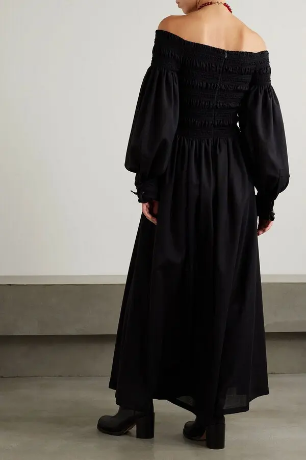 Max Mara Manu Off-the-shoulder Wool-gauze Maxi Dress